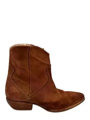 ELIA MAURIZI Suede Western Ankle Boots - Brown