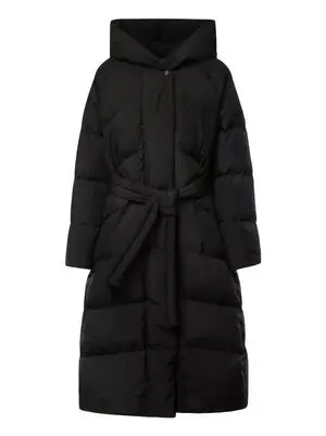 MOORER Belted Padded Coat - Black