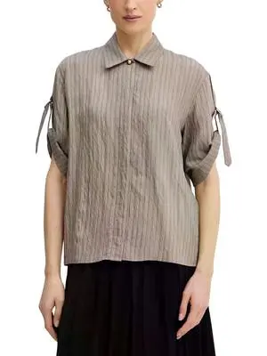 SESSUN Safara Striped Buckle-detail Shirt - Brown
