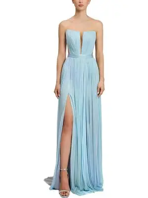 CRISTALLINI Seréna Pleated Maxi Dress - Blue