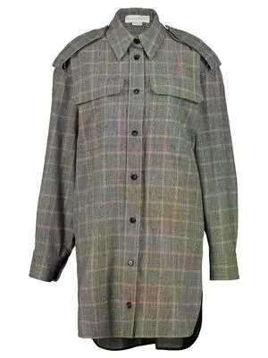 Stella McCartney Stella McCartney Check Pattern Epaulette Shirt Mini Dress Grey