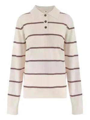 THE GARMENT Striped Long-sleeve Polo Shirt - Neutrals