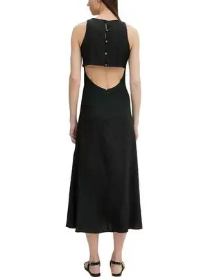 SESSUN Lua Ruched Open-back Midi Dress - Black