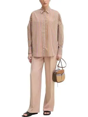 SESSUN Armando Striped Tie-cuff Shirt - Orange