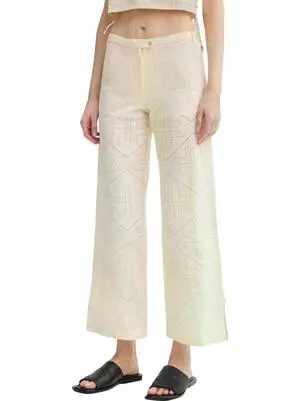 SESSUN Allindy Embroidered Flared Trousers - Neutrals