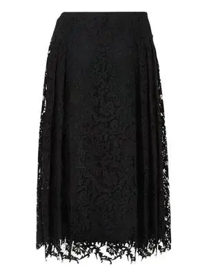 Fendi Lace Pleated Midi Skirt - Black