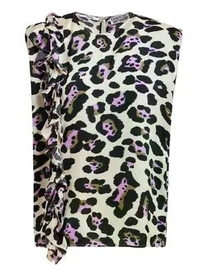 Essentiel Antwerp Leopard Print Ruffle Blouse - Neutrals