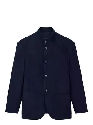 Giorgio Armani Mandarin-collar Wool Blazer - Blue