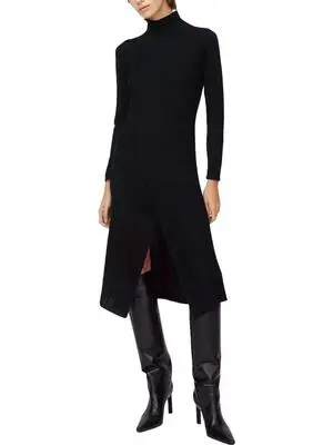 VIOLANTE NESSI Ribbed-knit Front-slit Dress - Black