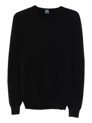 Fedeli Crew-neck Long-sleeve Fine Knit Sweater - Black