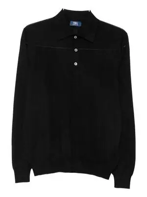 Fedeli Long-sleeve Polo Sweater - Black