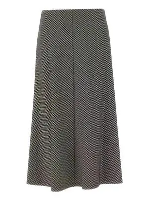 ELENA MIRÒ Check Pattern Flared Midi Skirt - Black