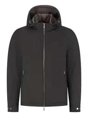 MOORER Dark Hooded Padded Jacket - Brown