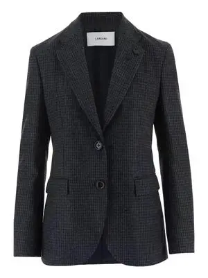LARDINI Houndstooth Pattern Single-breasted Blazer - Black