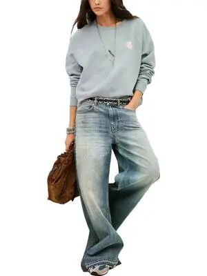 Ba&sh Logo-print Raglan-sleeve Sweatshirt - Blue
