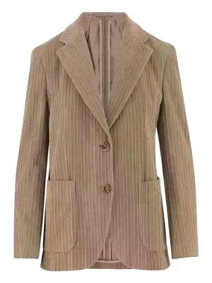 LARDINI Ribbed Button-down Blazer - Brown