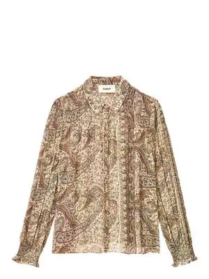 Ba&sh Paisley Print Smocked Cuff Shirt - Neutrals