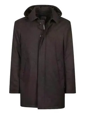 Herno Wool Hooded Single-breasted Coat - Brown