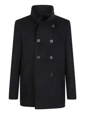 Herno Double-breasted High-neck Coat - Blue