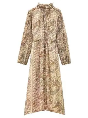 Ba&sh Ciahara Paisley-print Ruffled Midi Shirt Dress - Neutrals