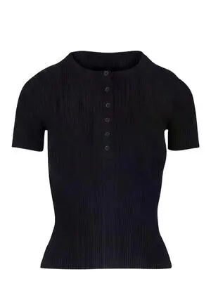 NILI LOTAN Nili Lotan Ribbed Knit Henley Sweater