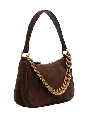 TWINSET Chain-link Suede Shoulder Bag - Brown