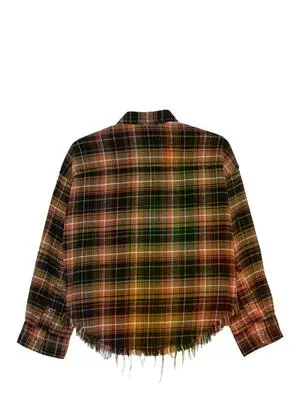 R13 Plaid Frayed Hem Shirt - Brown