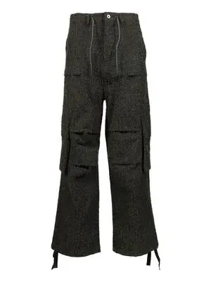 FILTH Distressed Cargo Pants With Drawstring Cuffs - Grey