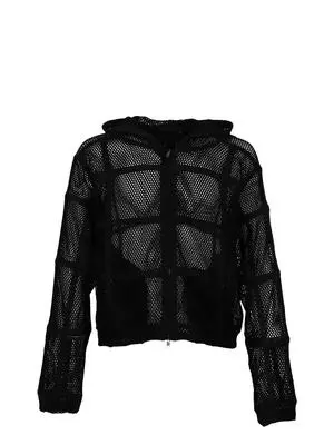 FILTH Mesh-panel Zip-up Hoodie - Black