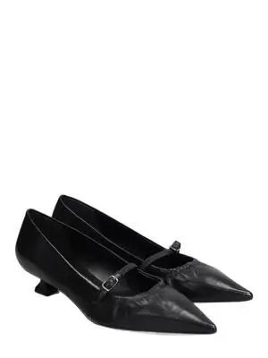 THE SELLER Buckle-strap Pointed-toe Leather Pumps - Black