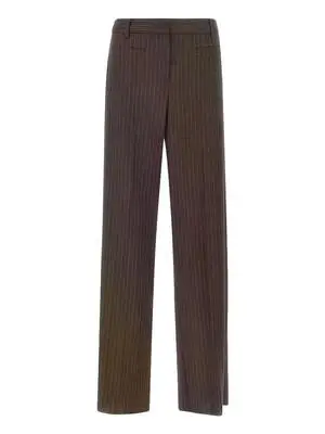Marella Pinstripe Trousers - Brown