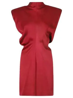 Federica Tosi Padded-shoulder Gathered-detail Midi Dress - Red
