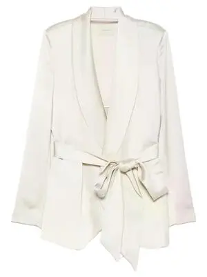 THE ARCHIVIA Satin-finish Belted Dress - Neutrals