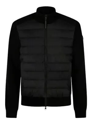 Moncler Wool & Cashmere Blend Padded Zip-up Cardigan - Black