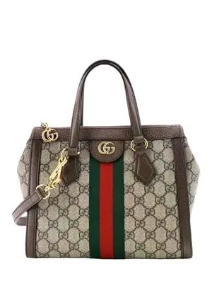 Gucci Ophidia Top Handle Gg Coated Canvas Small Tote Bag - Brown