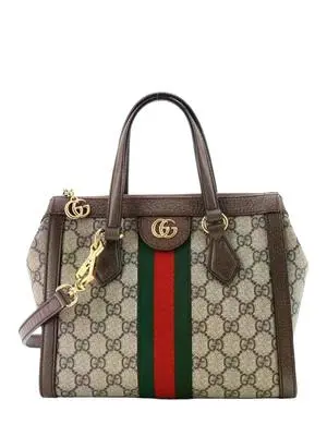Gucci Ophidia Top Handle Gg Coated Canvas Small Tote Bag - Brown