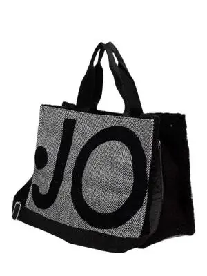 LIU JO LIU JO Large Check-Pattern Logo-Patch Tote Bag