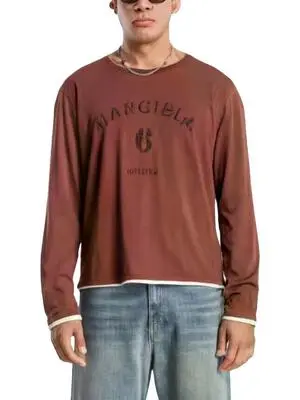 MAISON MARGIELA Logo-print Long-sleeved T-shirt - Brown