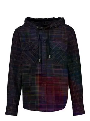 Off-White Check Hooded Shirt - Blue
