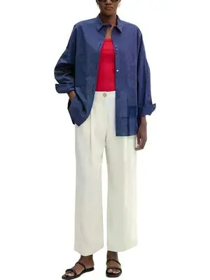 SESSUN Fontania Pinstripe-pattern Long-sleeve Shirt - Blue