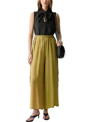 VICOLO Elasticated-waistband Wide-leg Palazzo Pants