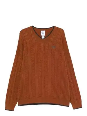 Adidas Cable Knit V-neck Sweater - Orange