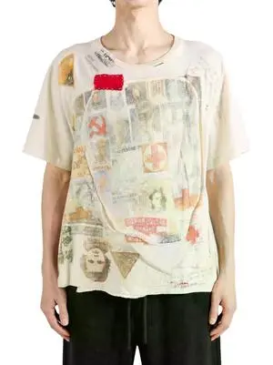 SAITOS Graphic-print T-shirt - Neutrals
