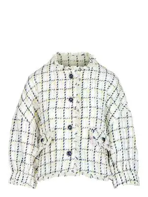 Essentiel Antwerp Jayden Checked Frayed-edge Jacket - White