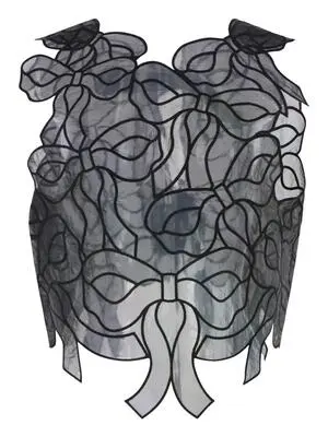 Cecilie Bahnsen Black Organza Bow-embroidered Sleeveless Top - Grey