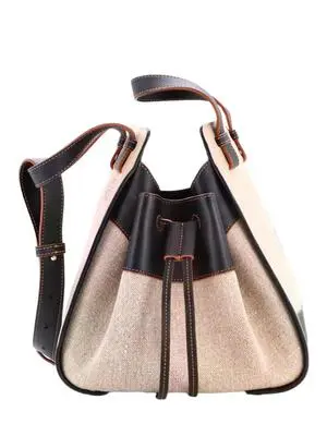 Loewe Hammock Bag Leather And Canvas Small Shoulder Bag - Neutrals