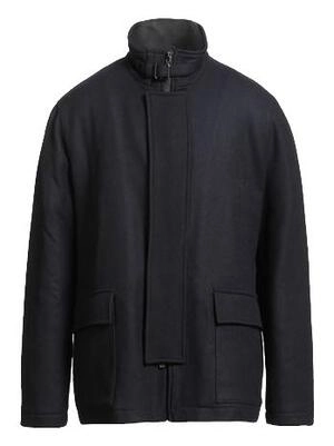 Emporio Armani Single-breasted Wool Blend Coat - Blue