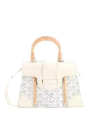 Goyard Structured Saigon Top Handle Bag Coated Canvas With Leather Mini Satchel - Neutrals