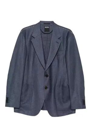 Zegna Check-patterned Blazer - Blue