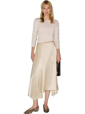 REFORMATION Mccall Silk Skirt - Ivory